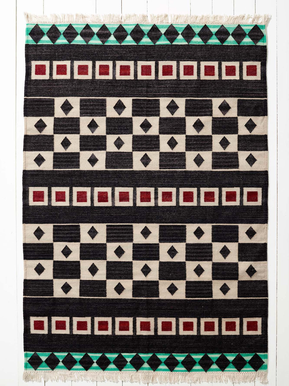 Medium Wool Rug in 'Checker Board' – Humphries and Begg